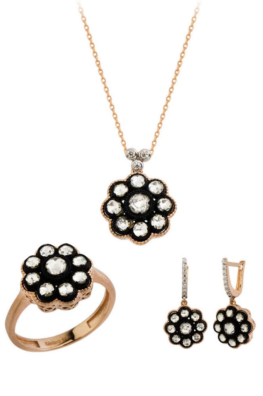 Altın Elmas Görünümlü Çiçek Mini Set – Tufanlar Kuyumculuk