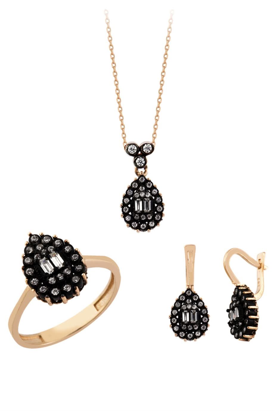 Altın Elmas Görünümlü Damla Mini Set – Tufanlar Kuyumculuk