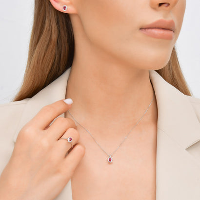 0.74 ct. Pırlanta Doğal Yakut Küpe – Tufanlar Kuyumculuk